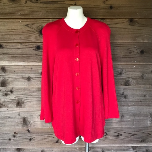 Doncaster | Jackets & Coats | Doncaster Red Knit Button Down Tunic Size ...